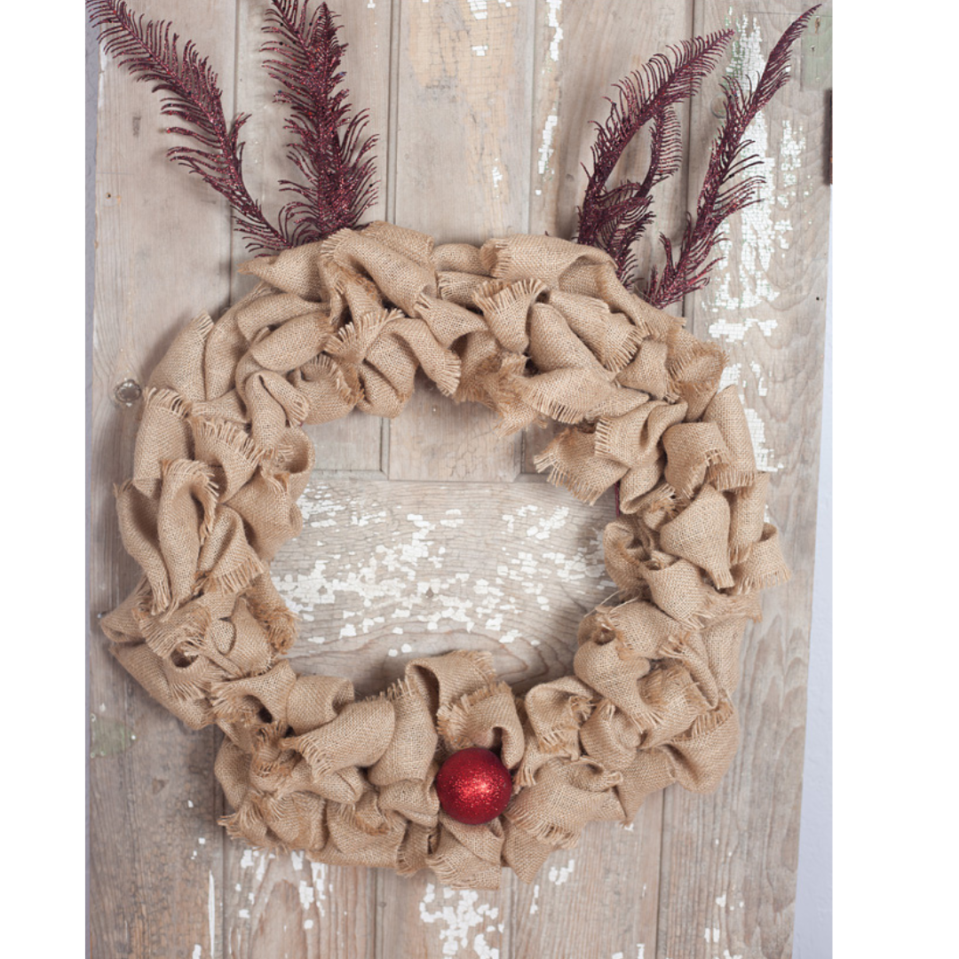 DIY Reindeer Burlap Wreath - The Untamed Mom